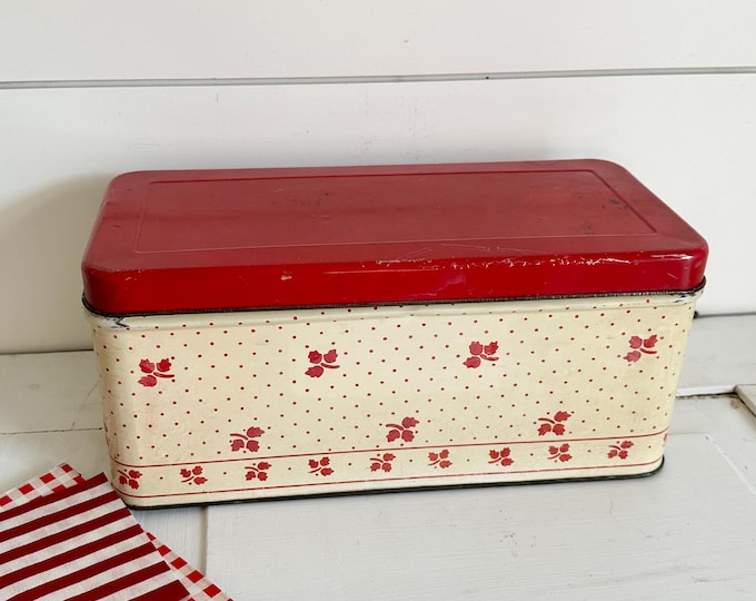 Vintage Red Floral Bread Box: 1950s Farmhouse Kitchen Storage - Etsy