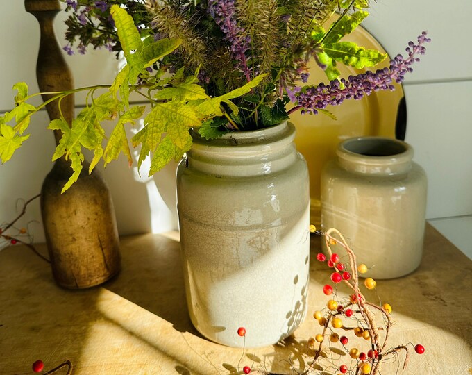 Tall Antique Stoneware Milk Cream Crock No Handle No Lid Pottery ...