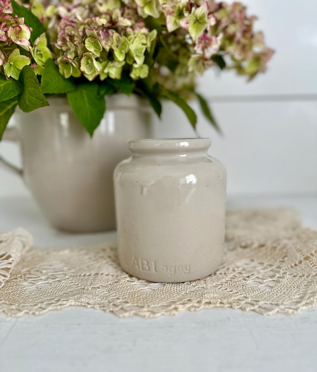 Vintage LAB Lagny Mustard Crock French Stoneware Crock Pommery Family ...