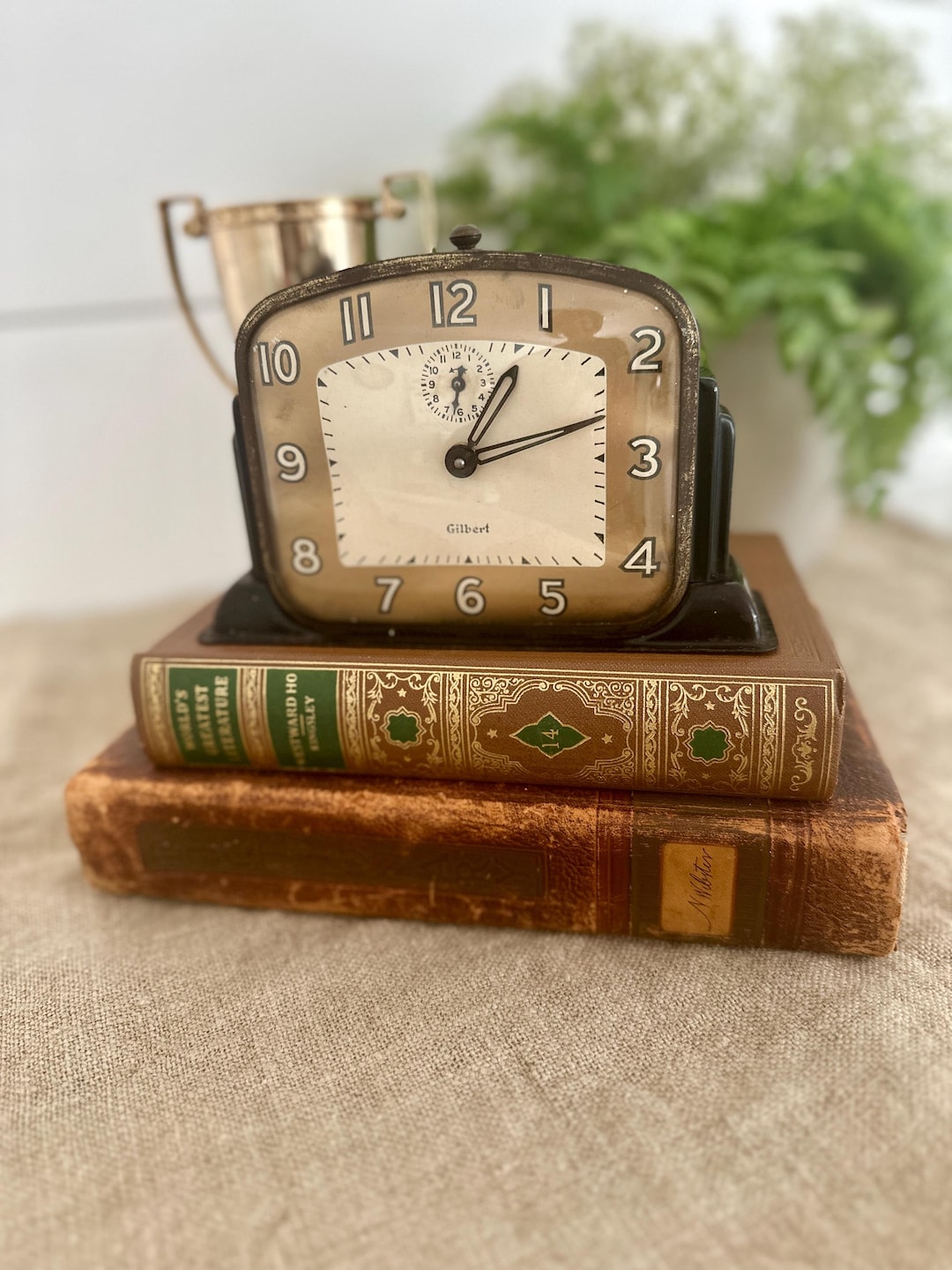 Vintage Rare Gilbert Art Deco Alarm Clock With Black Metal Case Gold ...