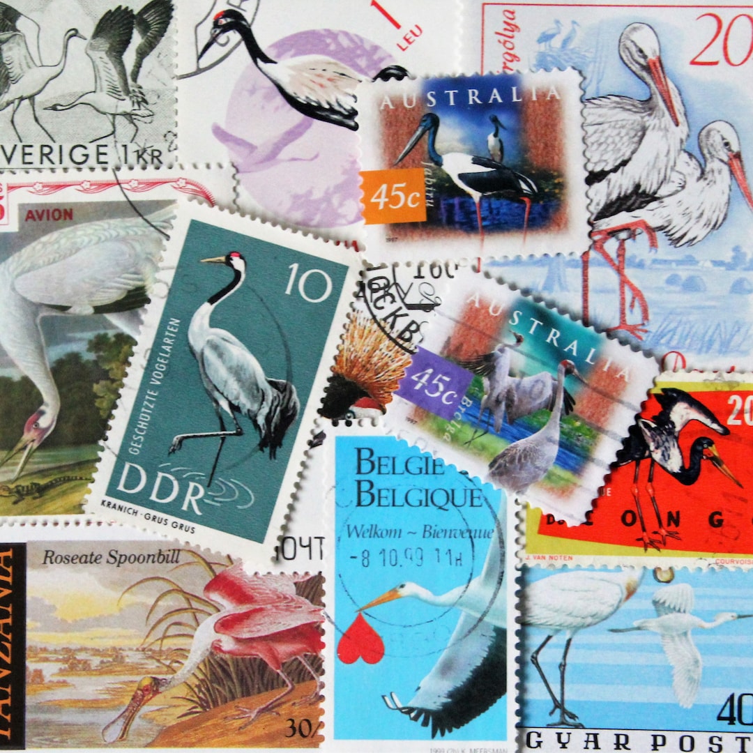 FREE SHIPPING ; 25 SPOONBILL / Crane / Stork Different Used Worldwide ...