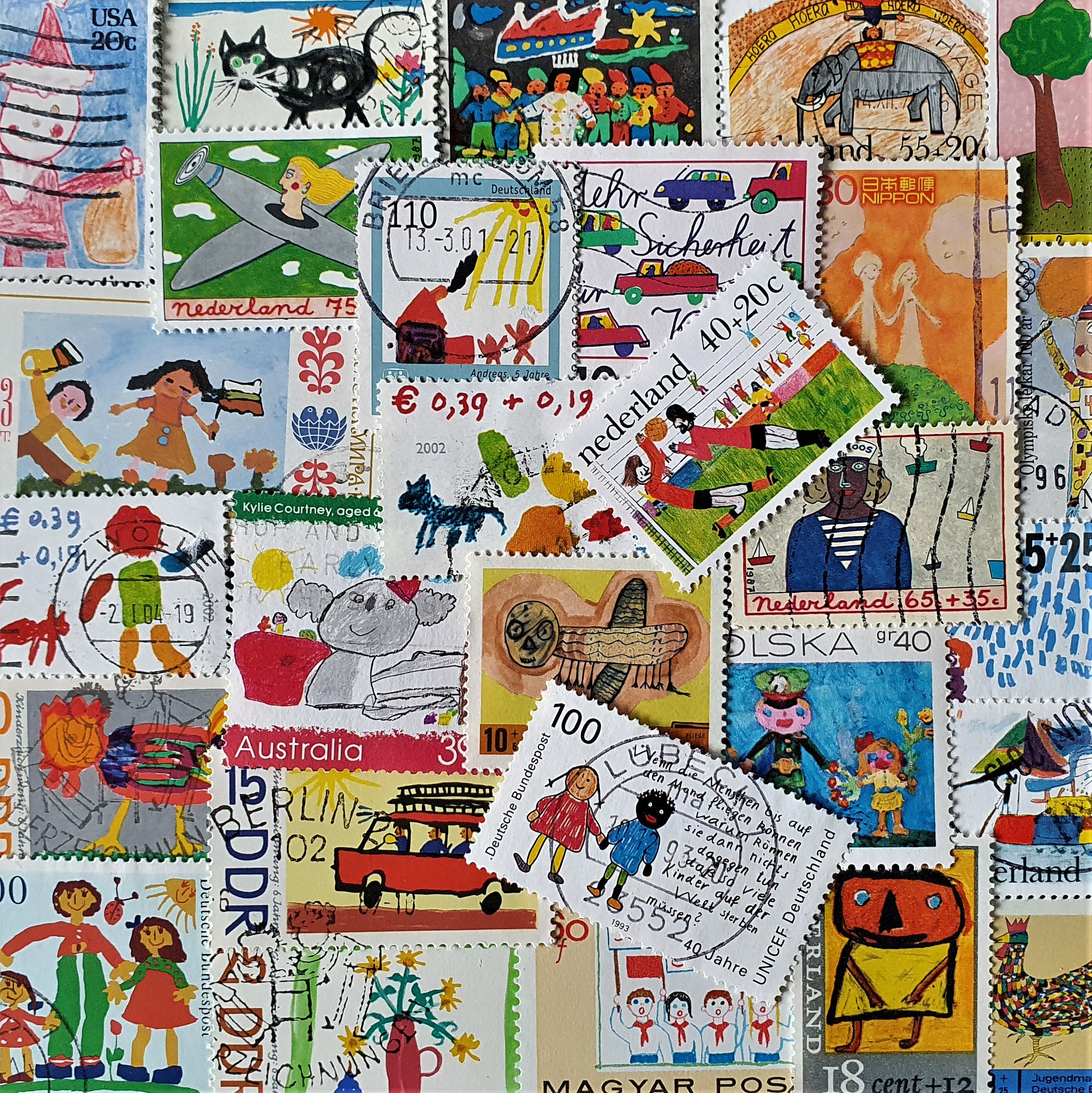 FREE SHIPPING ; 30 CHILDREN's drawings Colorful Vintage Worldwide ...