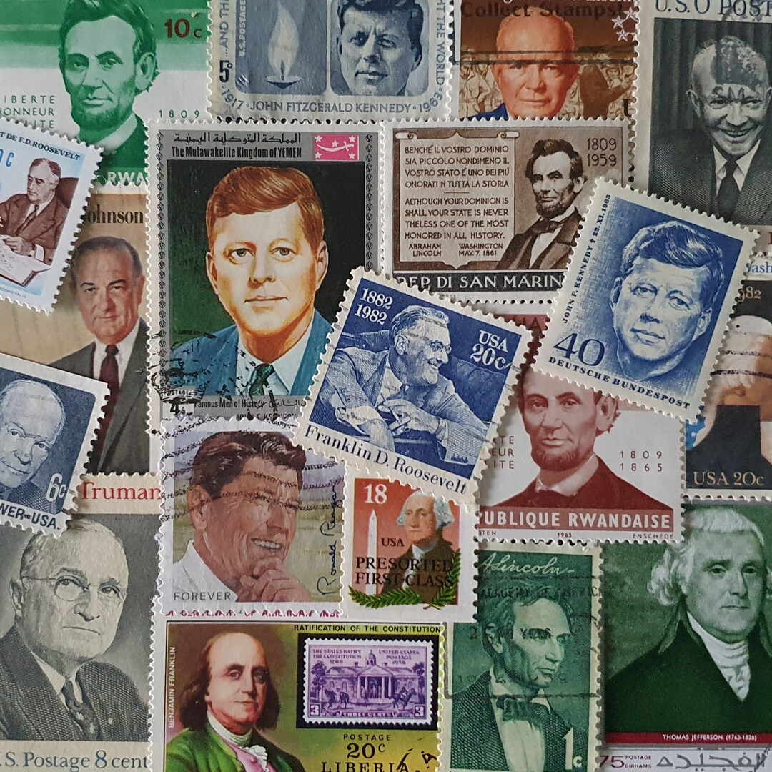 FREE SHIPPING ; 25 US Presidents on Postage Stamps Issued in Various ...