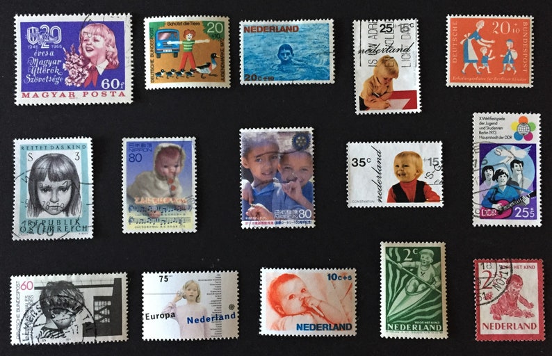 scrapbook mixed media etc. FREE SHIPPING ; 30 CHILDREN vintage postage ...
