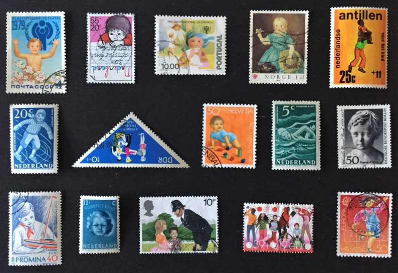 scrapbook mixed media etc. FREE SHIPPING ; 30 CHILDREN vintage postage ...