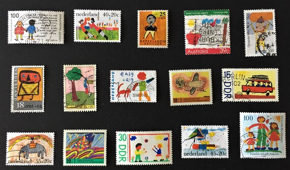 FREE SHIPPING ; 30 CHILDREN's drawings Colorful Vintage Worldwide ...