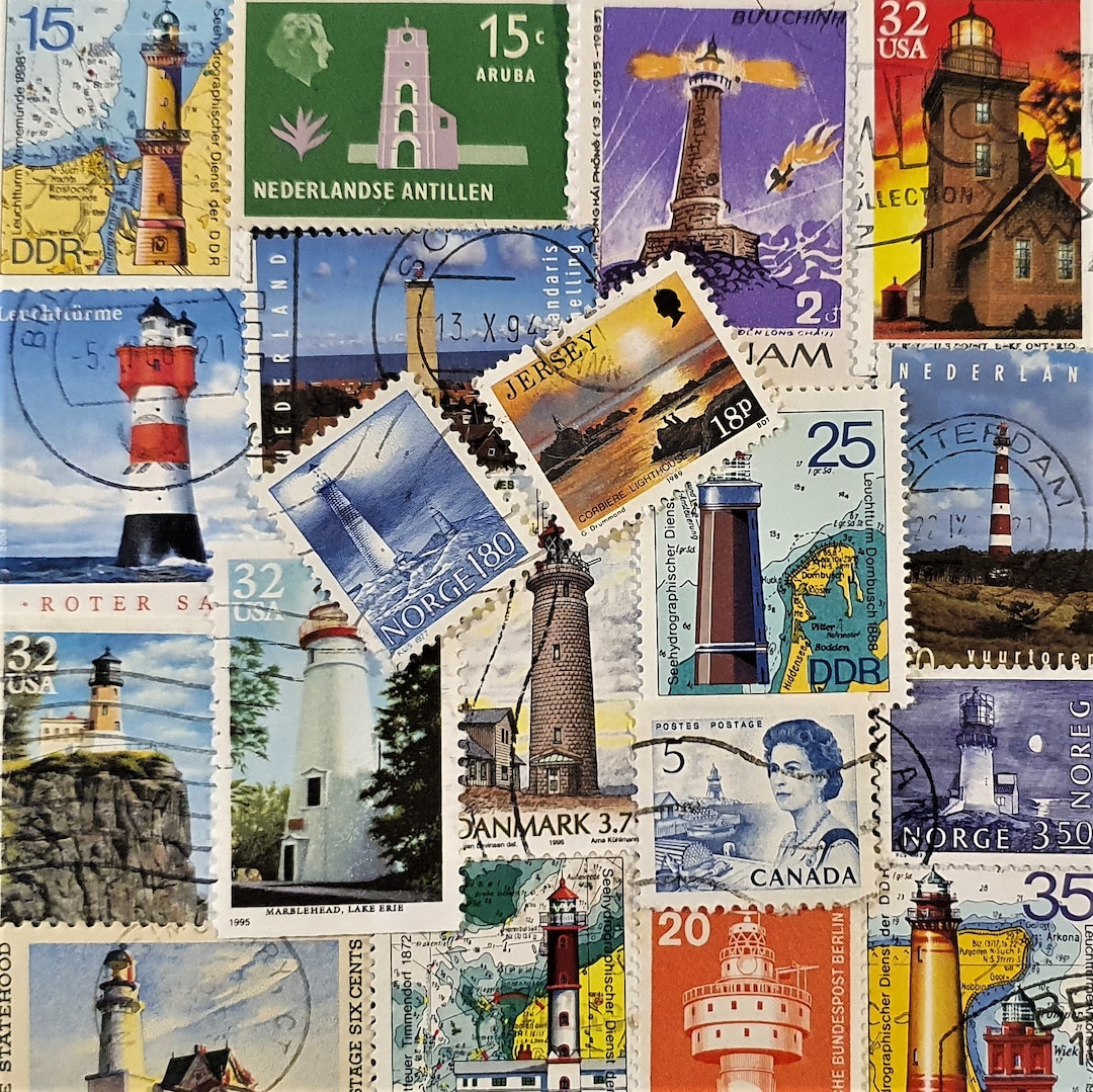 FREE SHIPPING 25 LIGHTHOUSE Different Worldwide Postage Stamps for ...