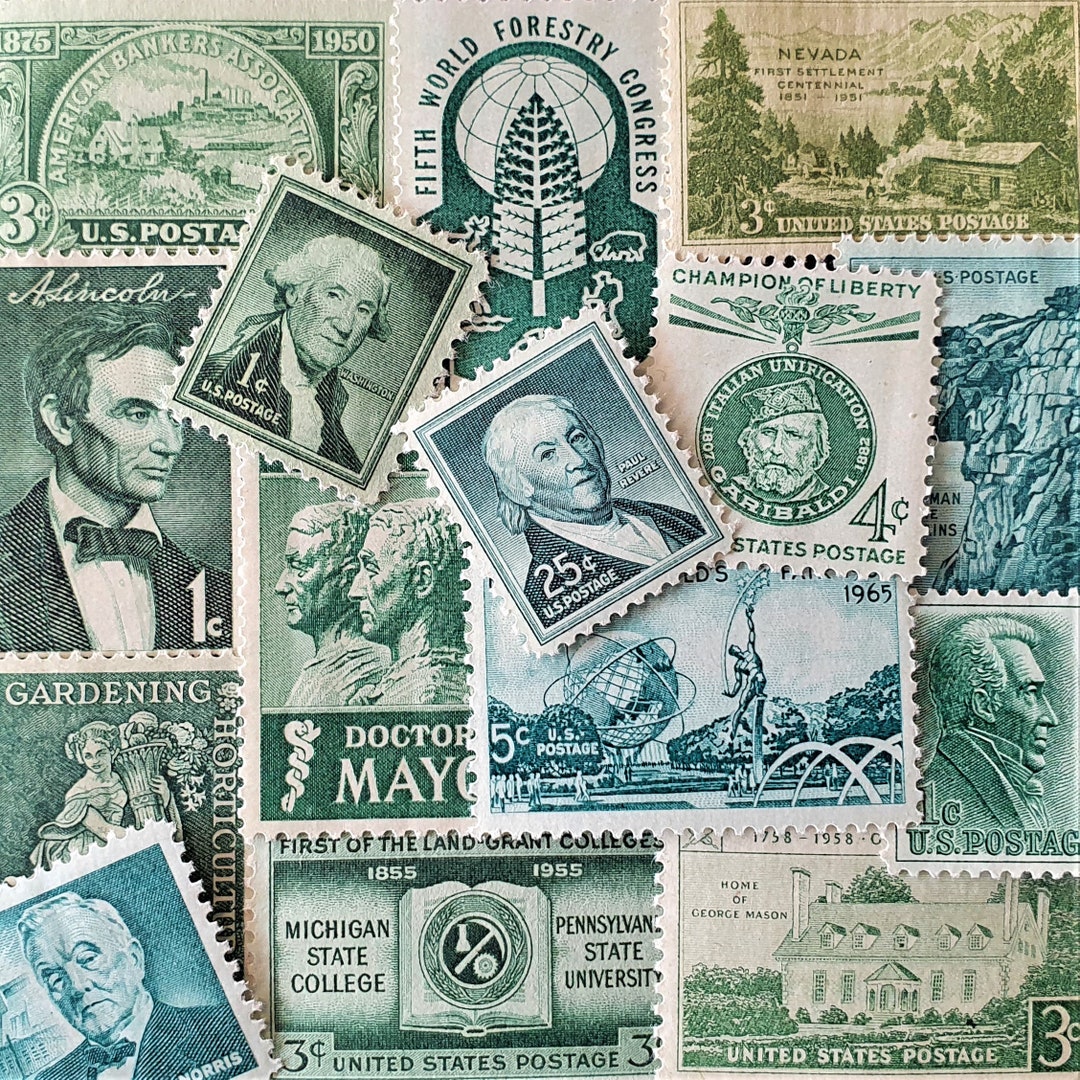 FREE SHIPPING ; 25 CLASSIC Unused Vintage U.s. Postage Stamps Issued in ...
