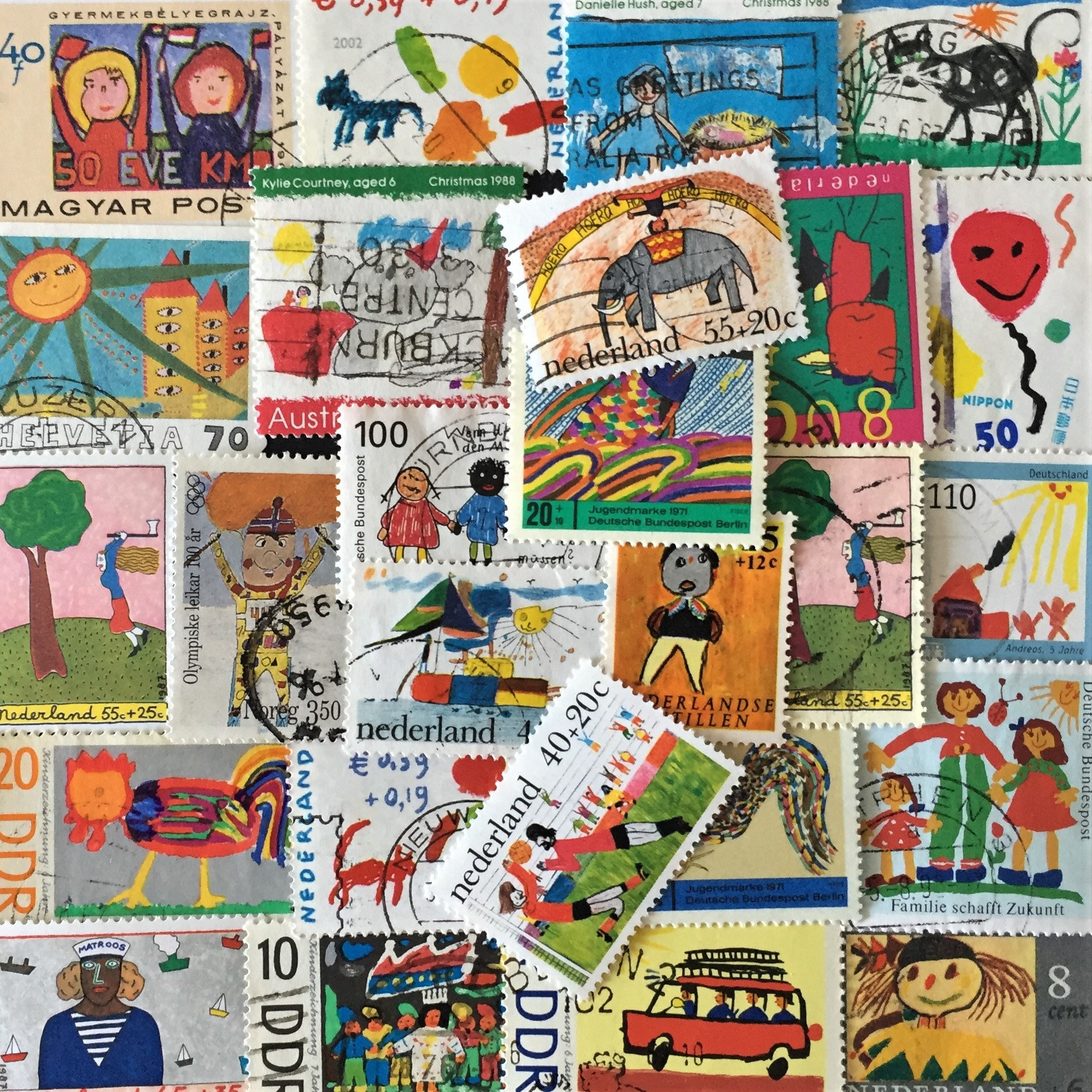 FREE SHIPPING ; 30 CHILDREN's drawings Colorful Vintage Worldwide ...