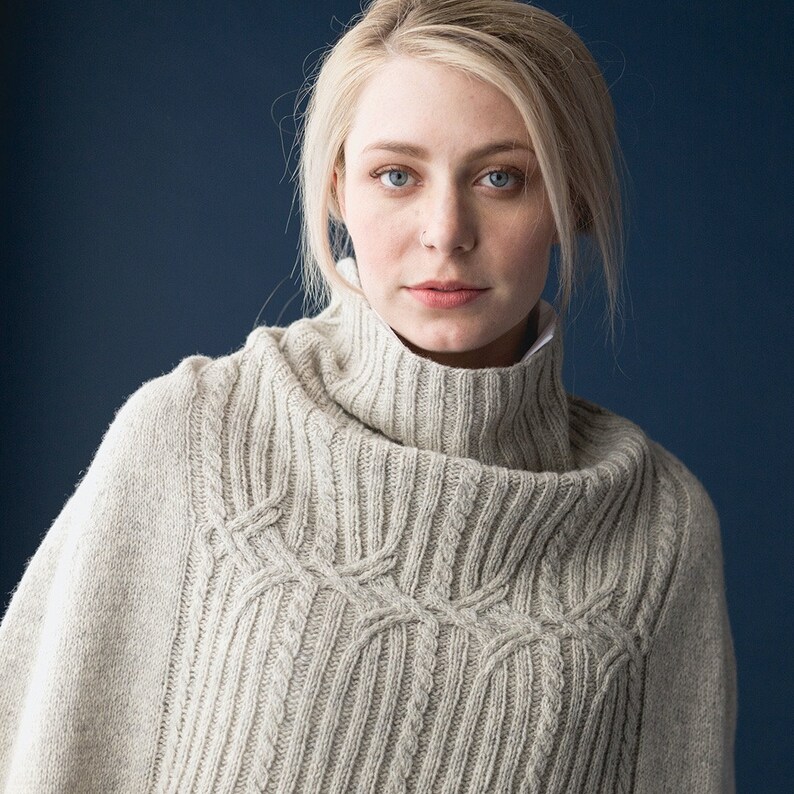 KNITTING PATTERN, PDF, Poincaré Poncho, Worsted Weight, Cabled Poncho ...