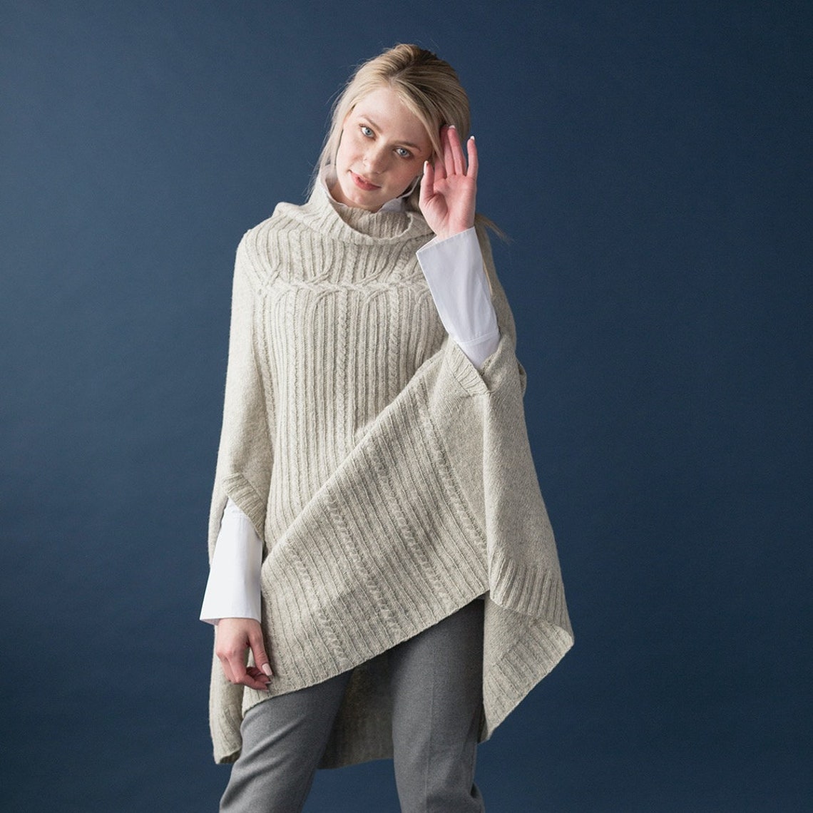 KNITTING PATTERN, PDF, Poincaré Poncho, Worsted Weight, Cabled Poncho ...