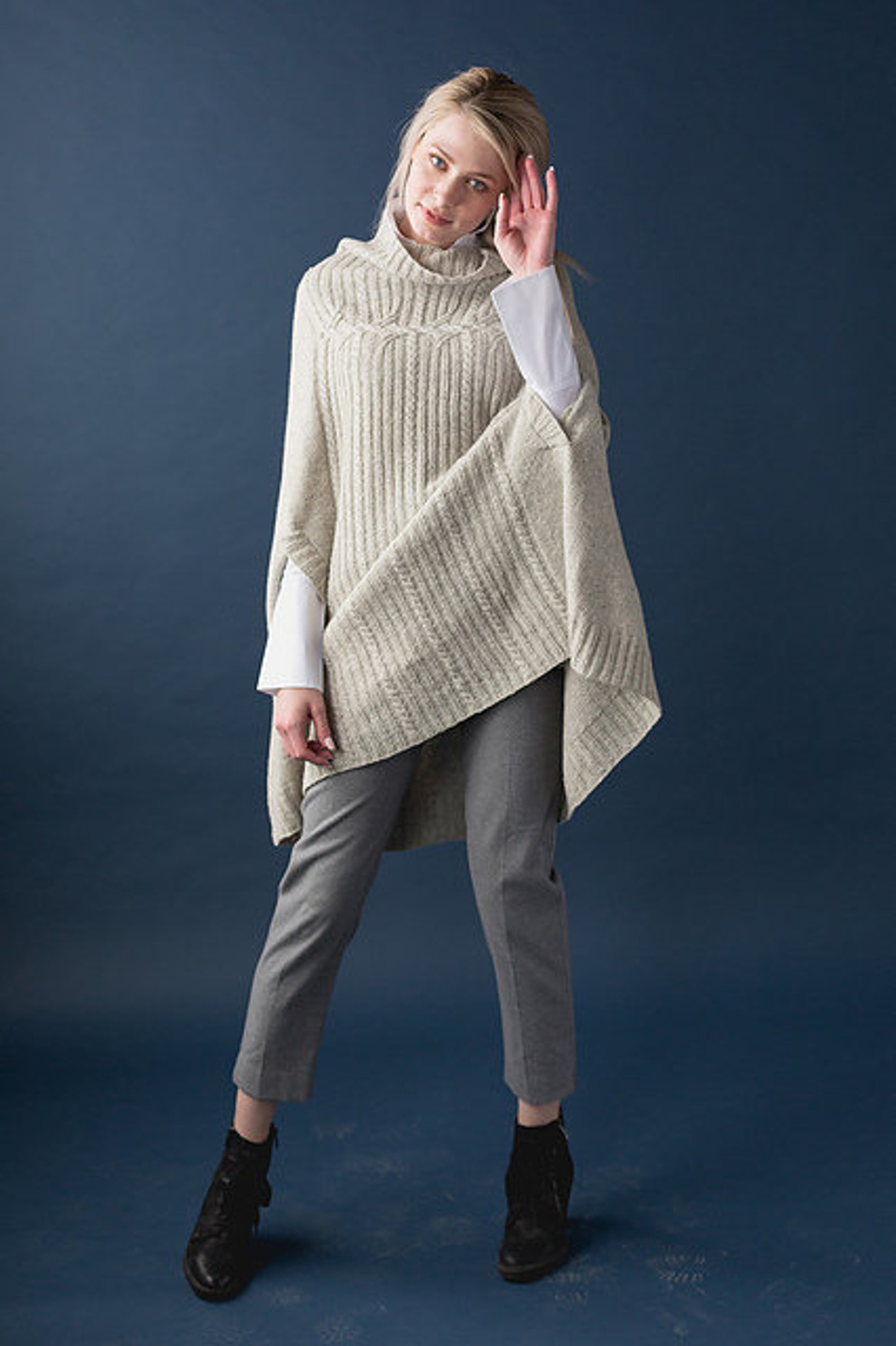 KNITTING PATTERN, PDF, Poincaré Poncho, Worsted Weight, Cabled Poncho ...
