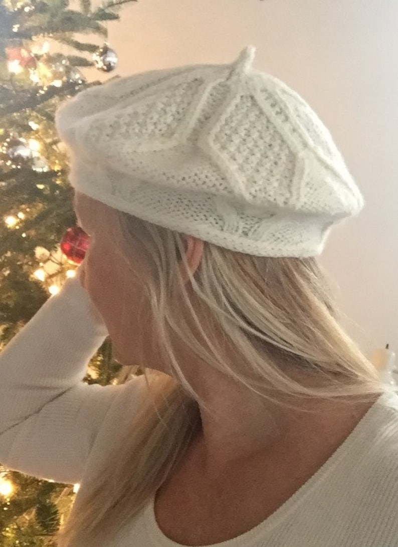 KNITTING PATTERN PDF, Fresh Snow Hat, Ladies Tam, Beret, Cabled, Top ...