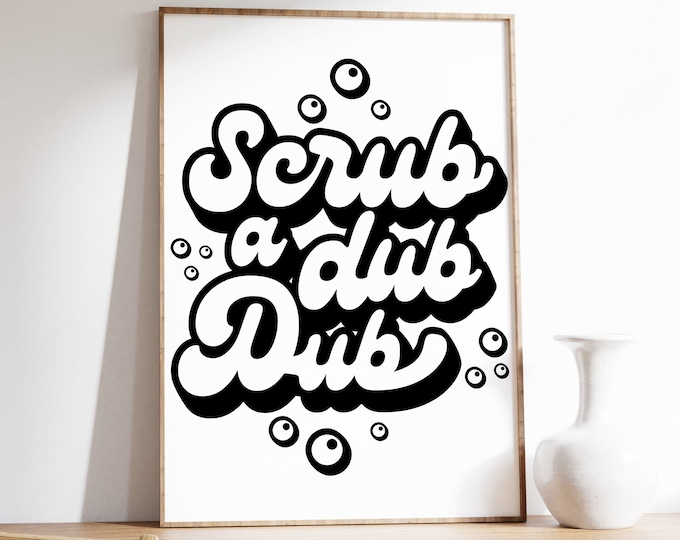 Scrub a Dub Dub Print - Kids Bathroom Wall Art - Kids Bathtub Print ...