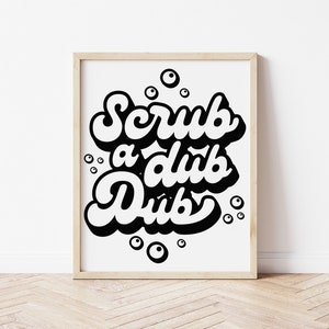 Scrub a Dub Dub Print - Kids Bathroom Wall Art - Kids Bathtub Print ...