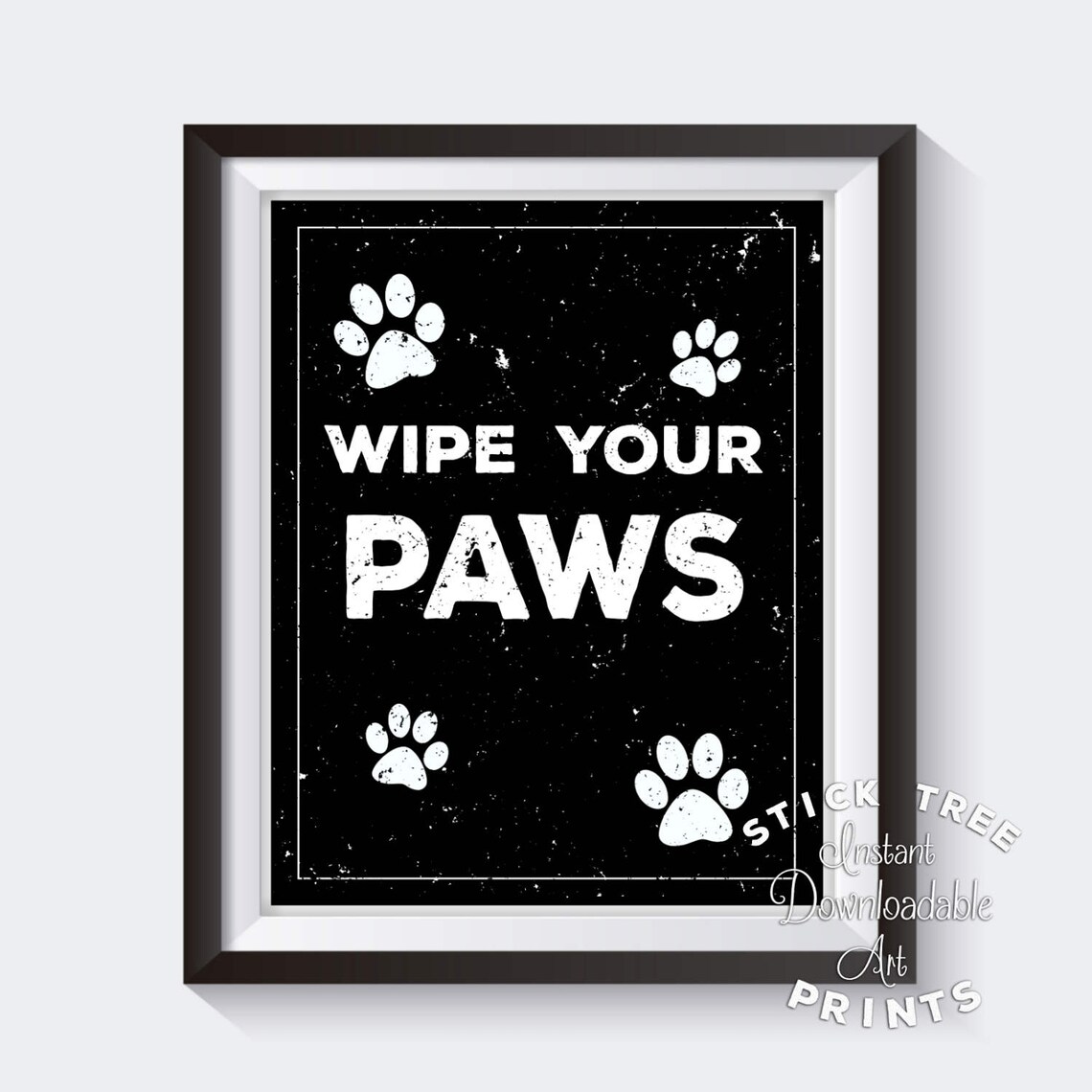 Wipe Your Paws Black and White Digital Print Mud Room | Etsy