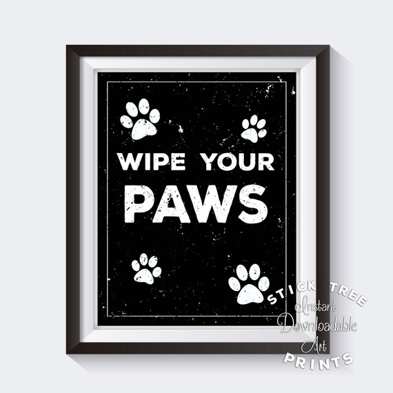 Wipe Your Paws Black and White Digital Print Mud Room | Etsy