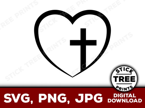 Heart and Cross SVG Heart and Cross Clip Art Heart and - Etsy