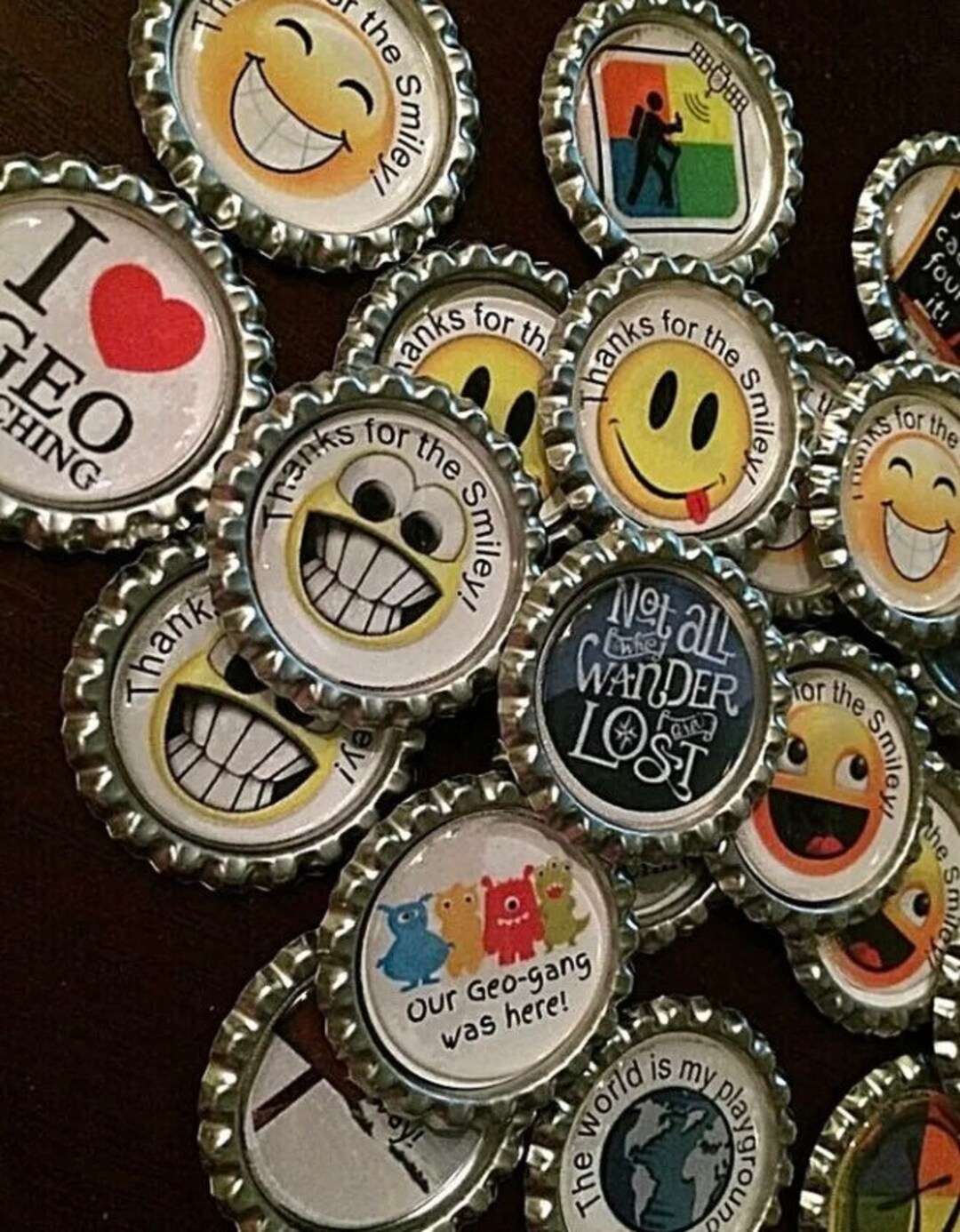 Geocaching Tokens Swag Flatten Bottle-cap With Printed Images and ...