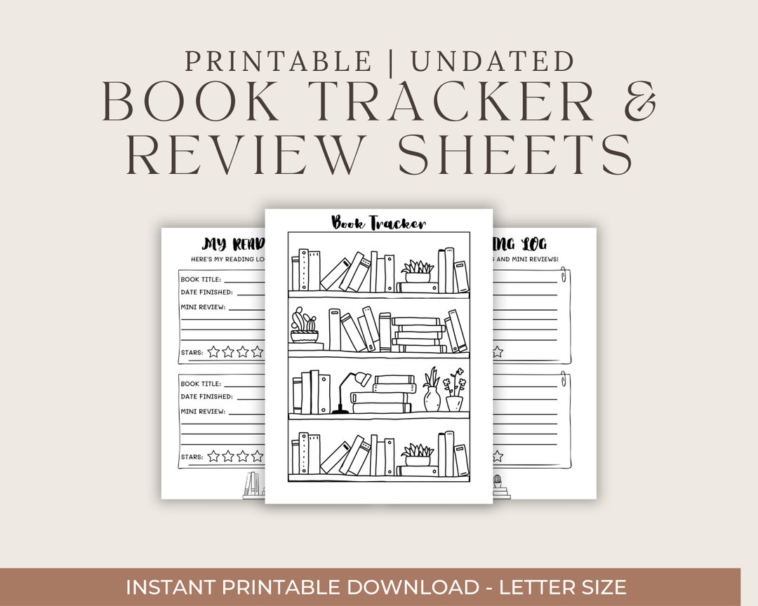 Book Tracker Book Tracking Log and Review Sheets Downloadable Book ...