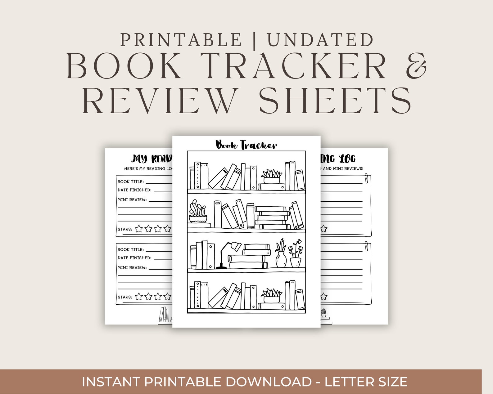 Book Tracker Book Tracking Log and Review Sheets Downloadable Book ...