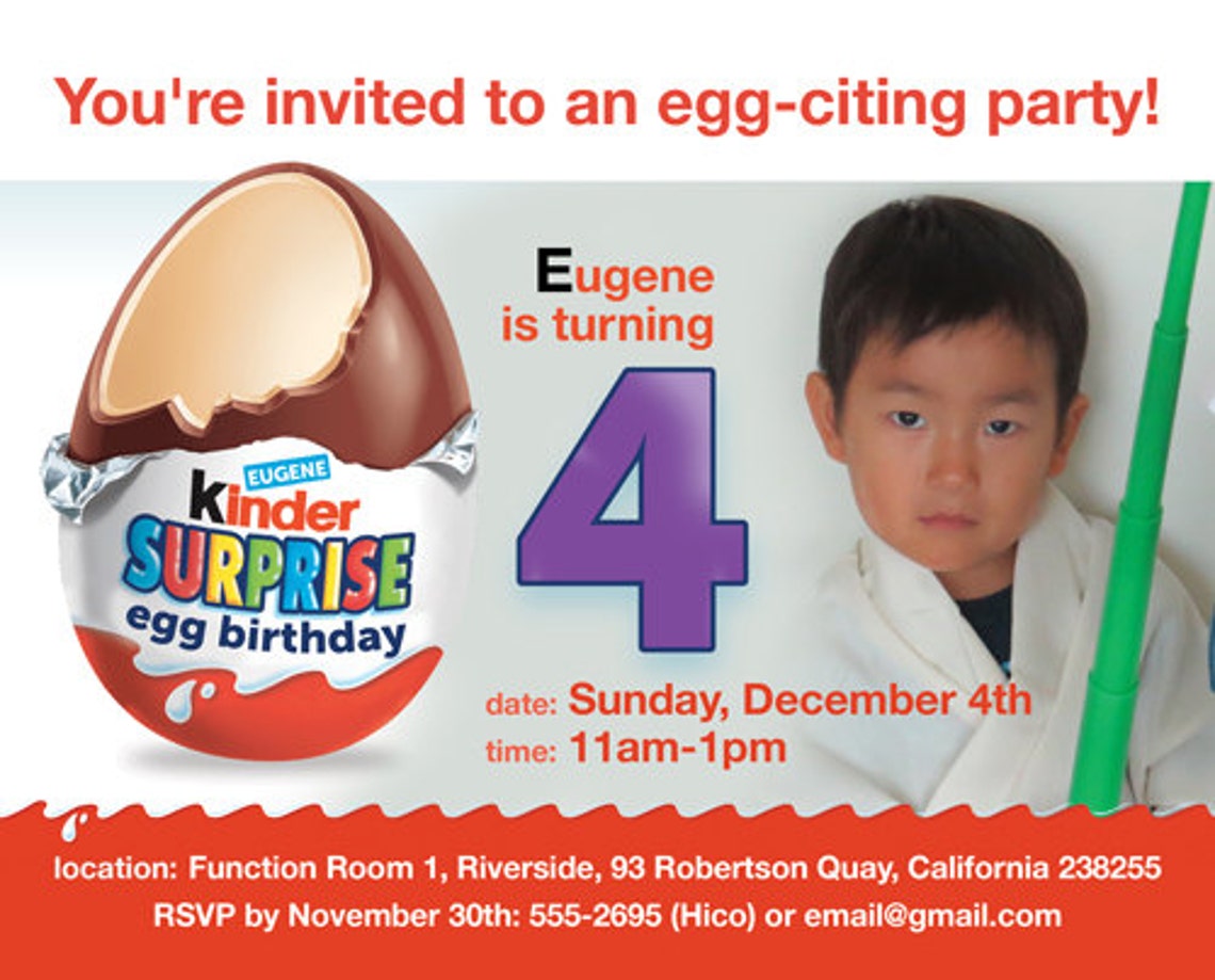 Kinder ei verrassing verjaardag uitnodiging met foto - Etsy Nederland