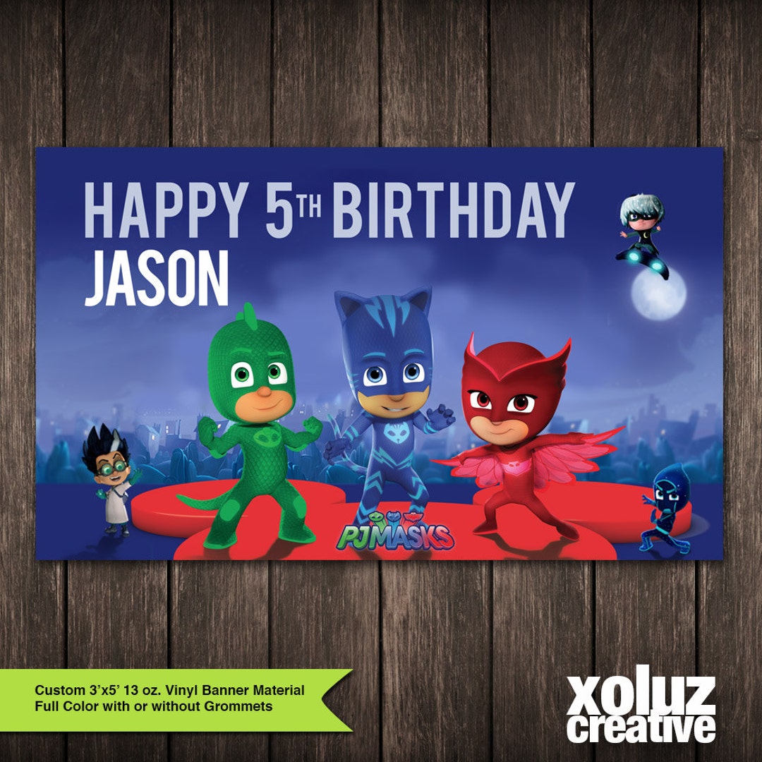PJ Mask Vinyl Banner (PJ Mask Decoration) (PJ Mask Party) - 3 Feet X 5 ...