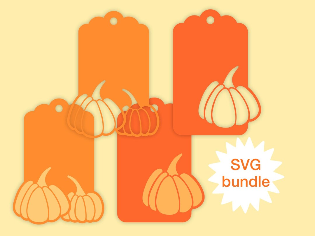 Pumpkin Gift Tags SVG Bundle, Autumn Gift Tags, Thanksgiving Tags ...