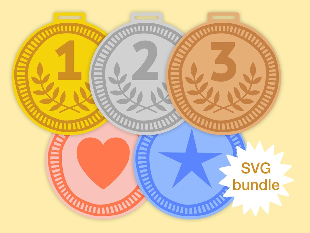 Medals SVG, Layered Medals SVG Bundle, Sports Prize Svg, Sporting Event ...