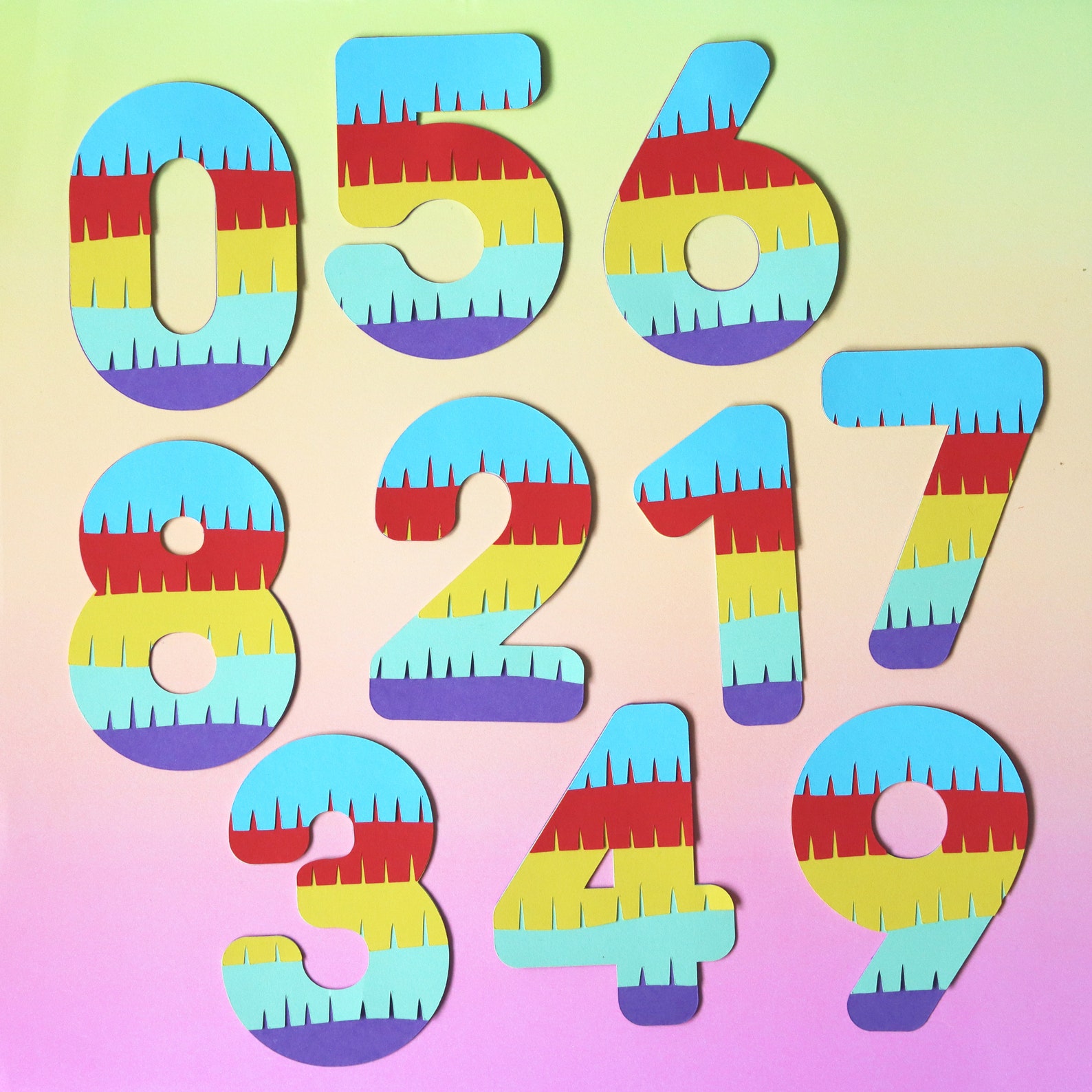 Pinata Numbers SVG, Layered SVG Bundle, Birthday Cake Topper Numbers ...