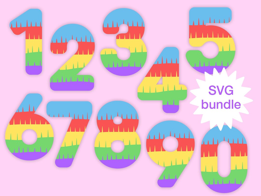 Pinata Numbers SVG, Layered SVG Bundle, Birthday Cake Topper Numbers ...