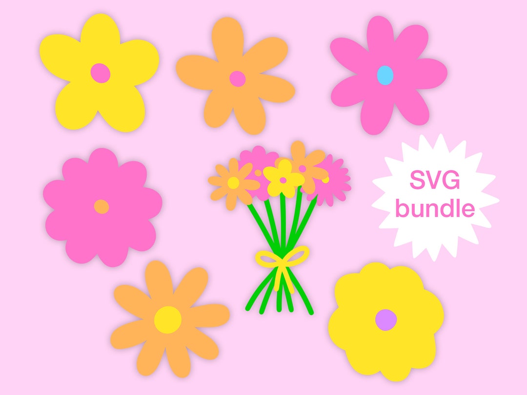 Flowers SVG, Floral SVG Bundle, Flower Shapes SVG, Cute Flowers Digital ...
