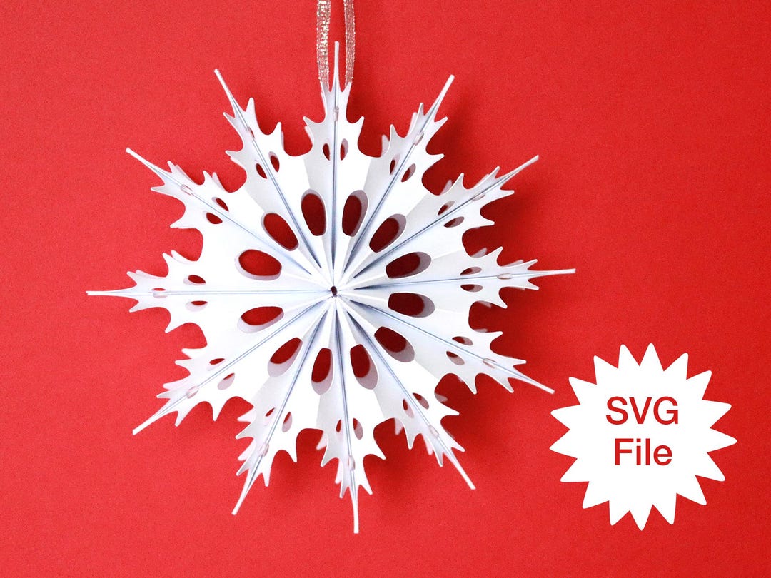 3D Snowflake SVG File, 3D Paper Snowflake SVG, Winter Papercraft ...