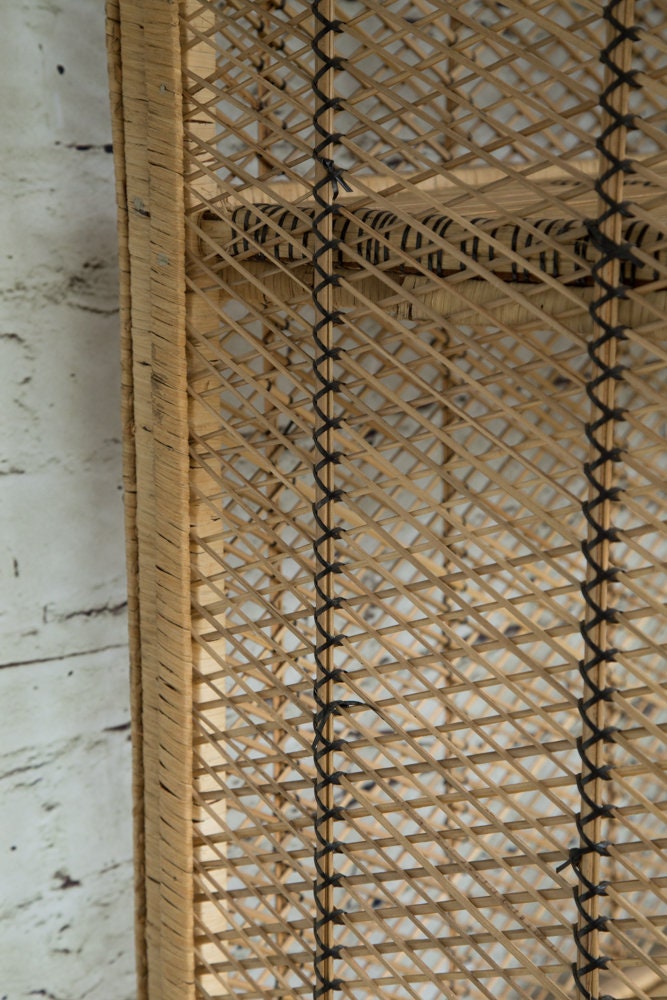 Vintage Foldable Bookshelf/ Wicker Hutch/ Wicker Cabinet - Etsy