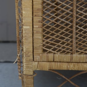 Vintage Rattan Cabinet/ Wicker Hutch/etagere Shelving Cabinet/bookcase ...