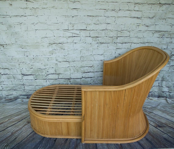 Vintage Rattan Split Reed Lounge Chair in Style of Gabriella - Etsy