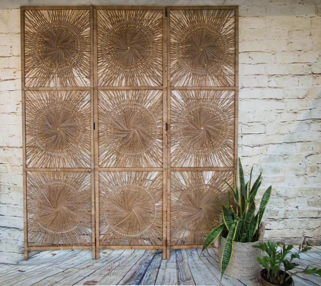 Vintage Wicker Sunburst Room Divider/sunburst Screen/ Headboard/wall ...