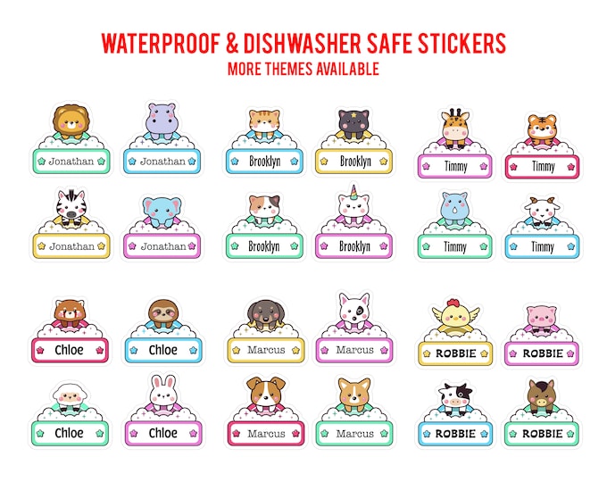 Name Labels for School Supplies Custom Waterproof Stickers Dishwasher ...