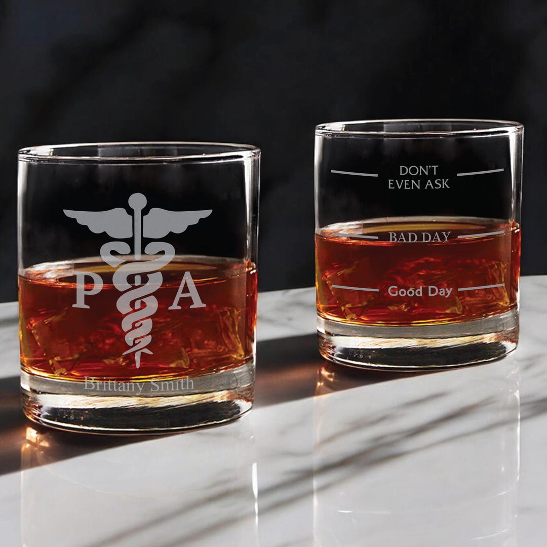 Personalized Physician Assistant Whiskey Glass: Etched PA Emblem, Funny ...