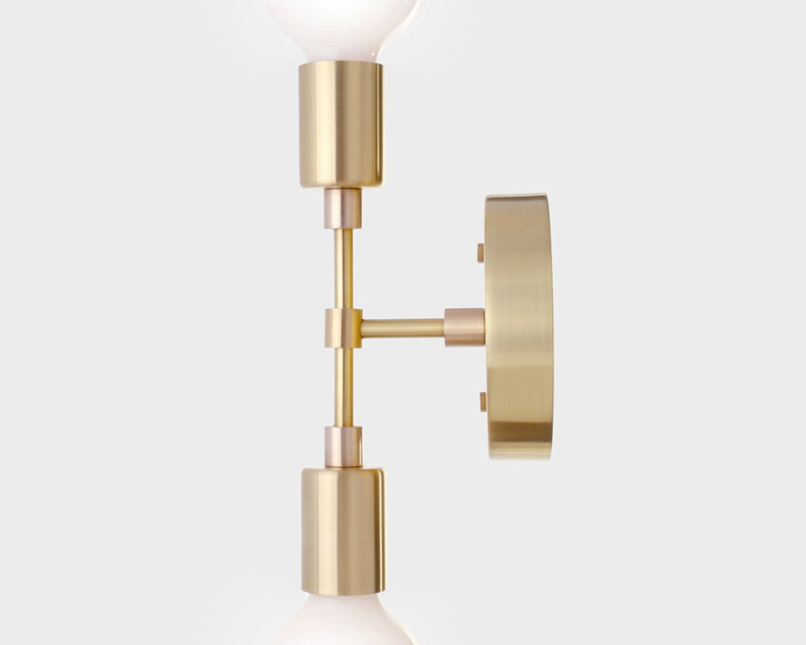 Double Bulb Sconce Light Solid Brass Minimal Mid-century - Etsy