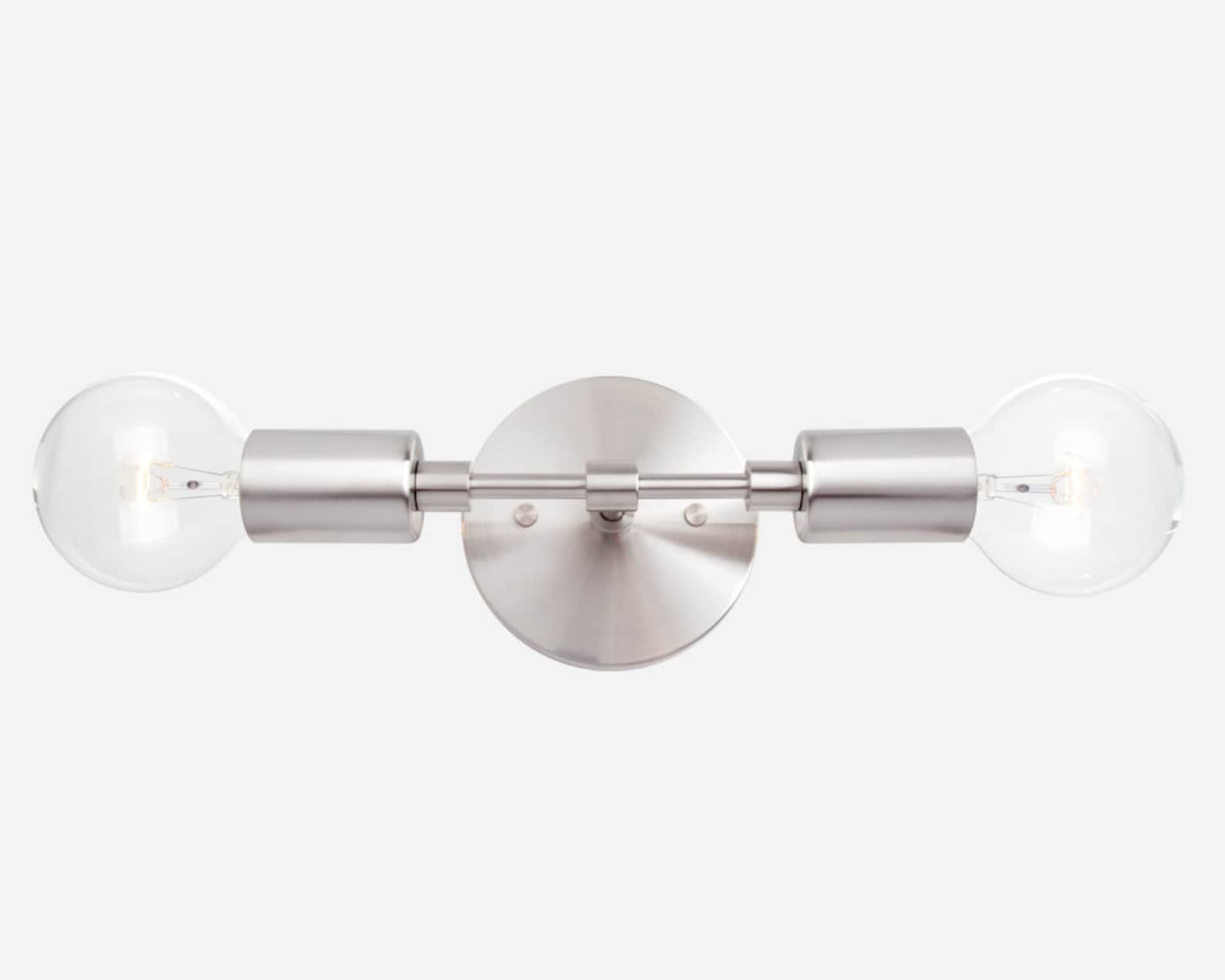 Double Bulb Sconce Light Solid Brass Minimal Mid-century - Etsy