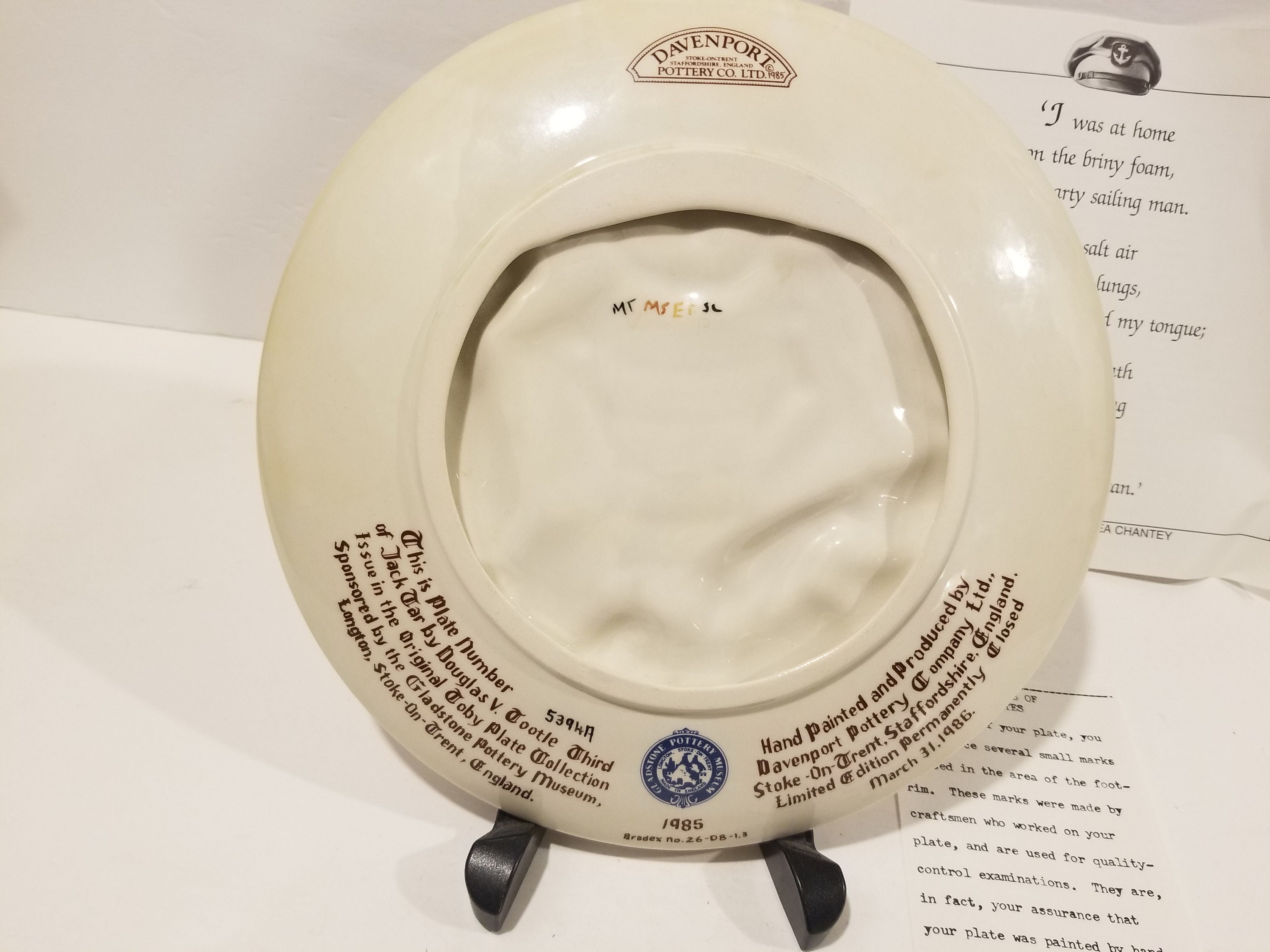 Toby Plate Collection - Jack Tar by Douglas V Tootle - Davenport ...