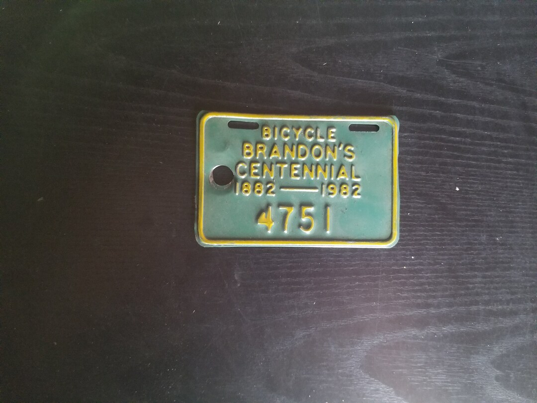 Rare 1982 Brandon Centennial Bicycle License Plate manitoba Canada - Etsy