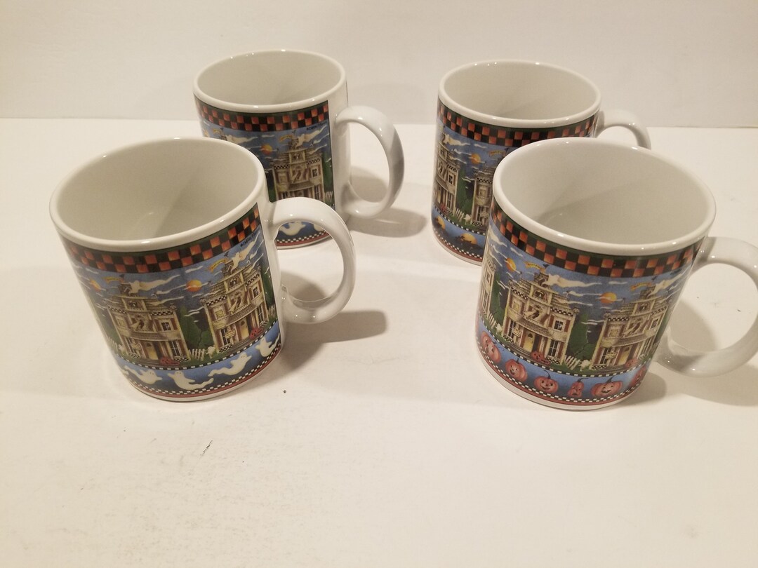 Sakura Debbie Mumm Haunted House Set of 4 Mugs Halloween 2000 - Etsy