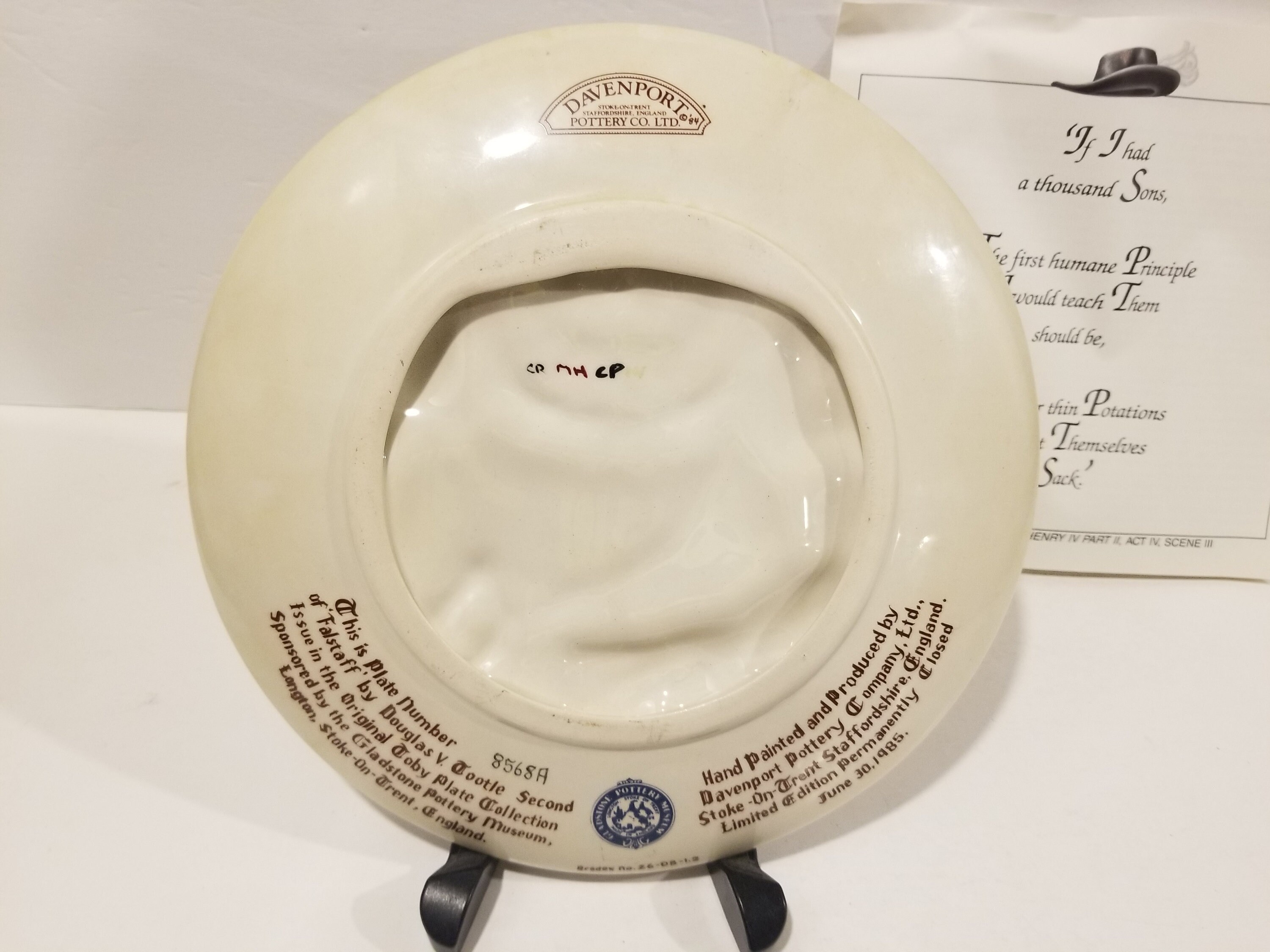 Toby Plate Collection Falstaff by Douglas V Tootle Davenport Pottery ...