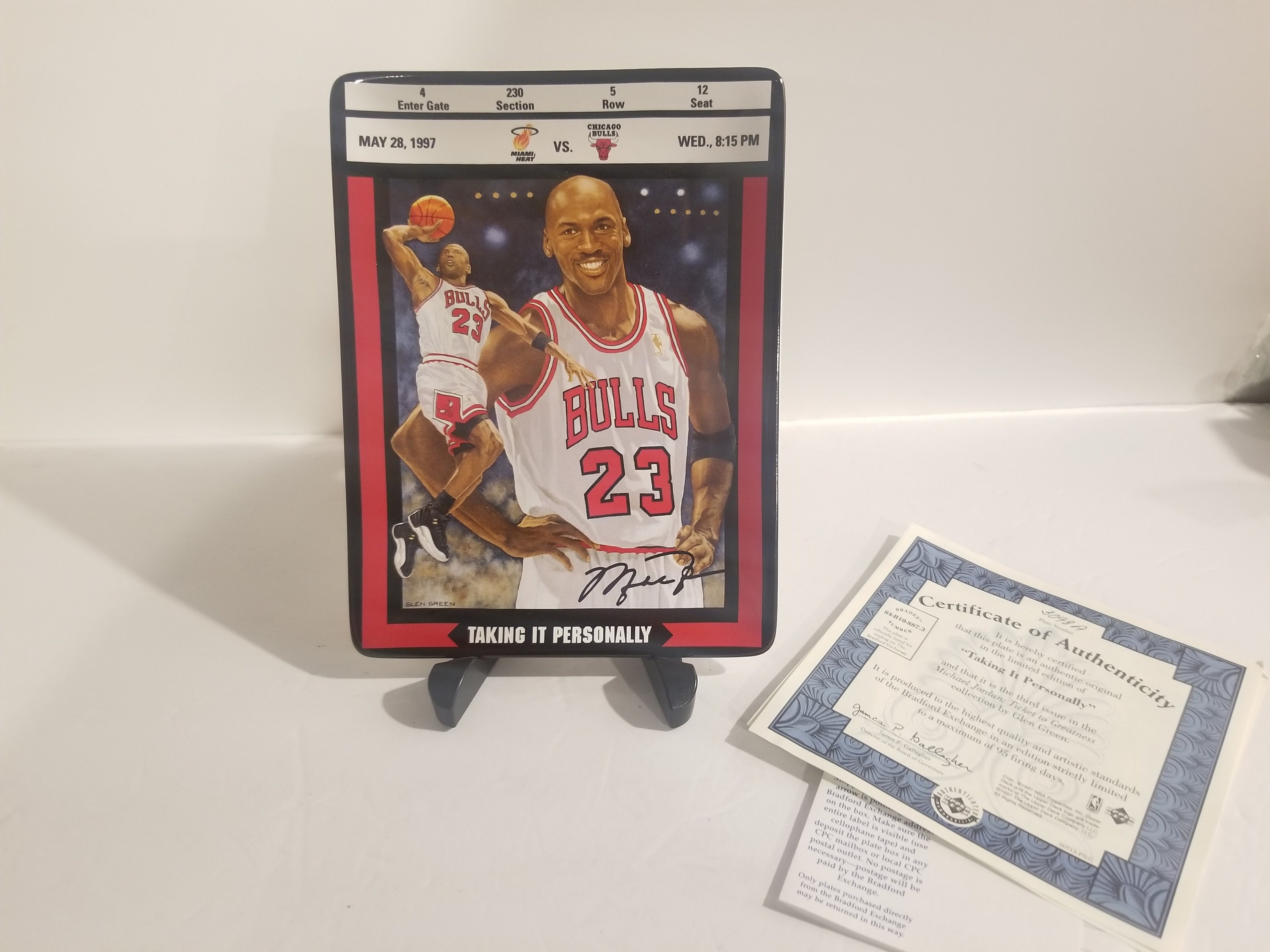 1997 Bradford Exchange Collector Plate NBA Michael Jordan Ticket to ...
