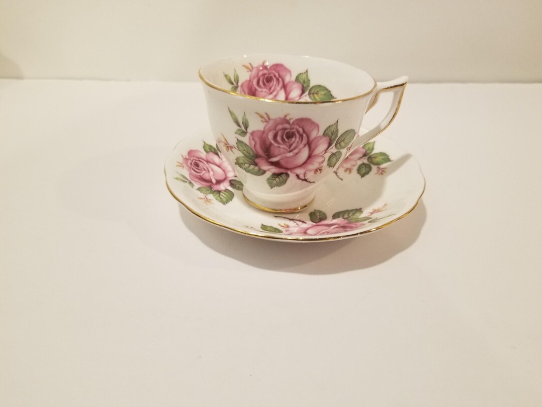 Melba - Pink Roses - Tea Cup and Saucer - England Bone China - Etsy