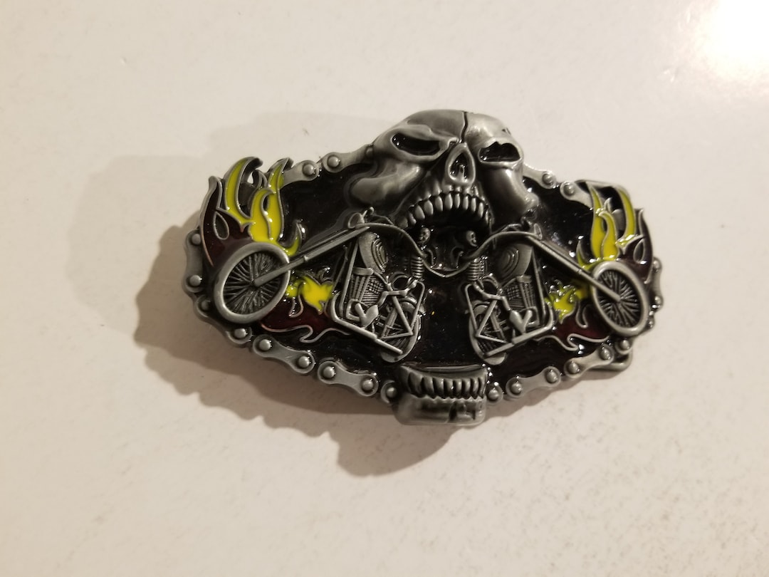 Skull / Motorcycles Belt Buckle - Etsy