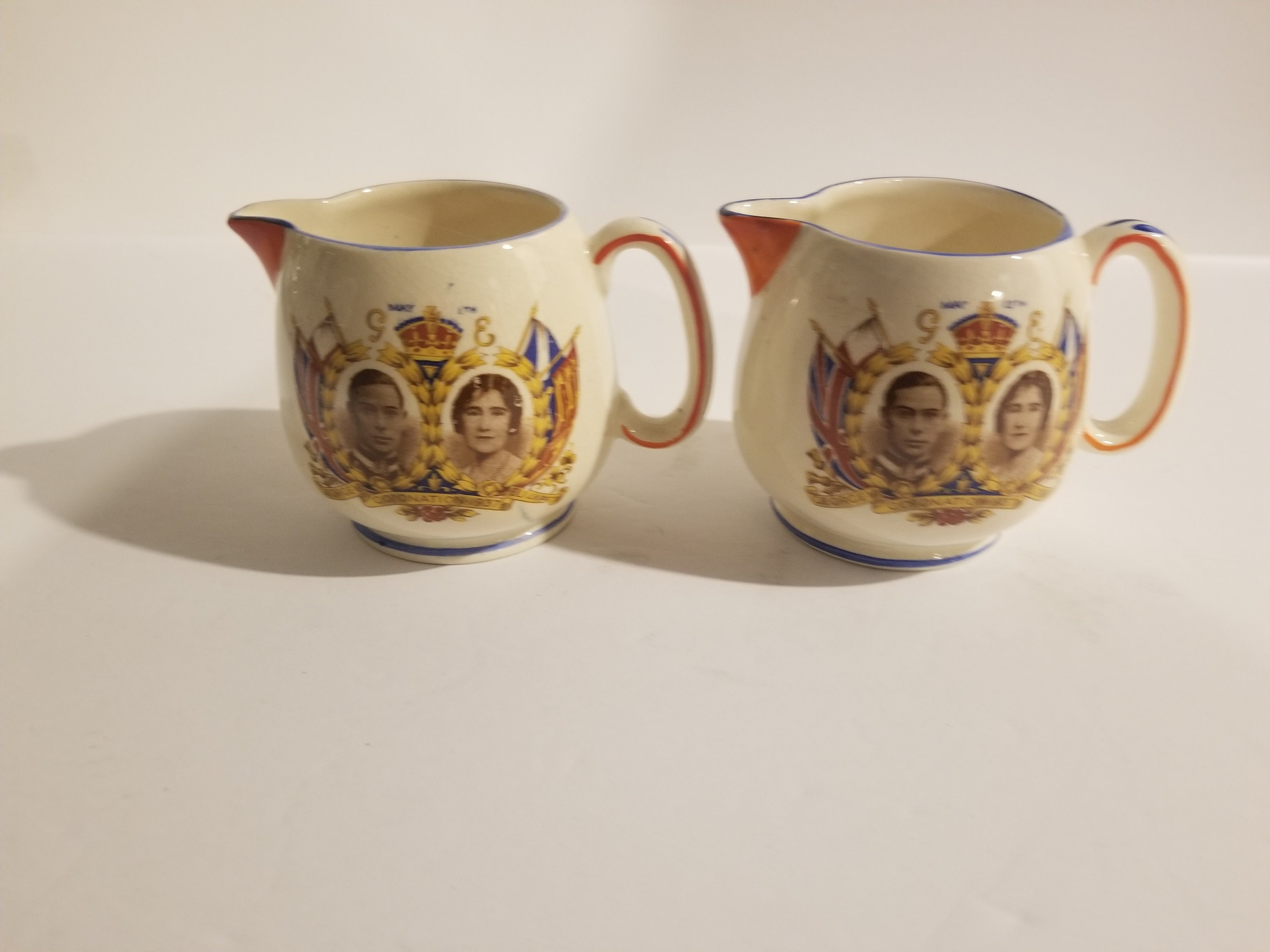 2 Rare Creamer Jugs - 1937 King George VI Coronation - Princess ...