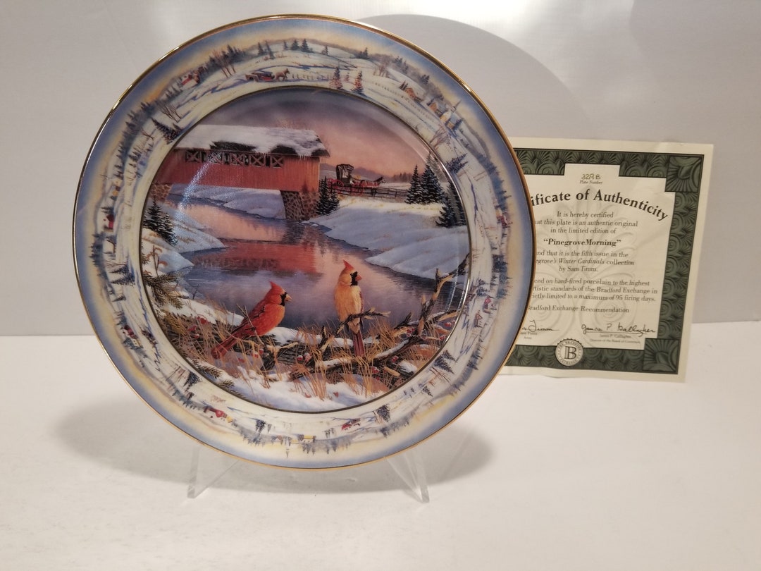 Collector Plate - Pinegrove's Winter Cardinals - Pinegrove Morning ...